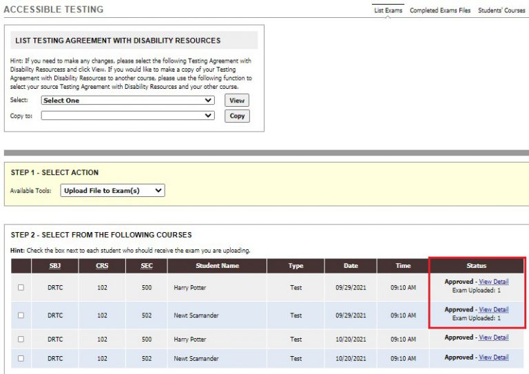 How to Upload an Exam in AIM - Disability Resources